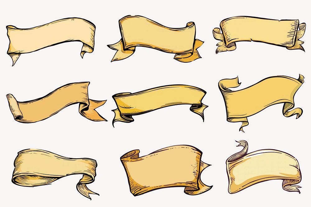 Editable hand drawn yellow ribbon | Premium Editable Design - rawpixel