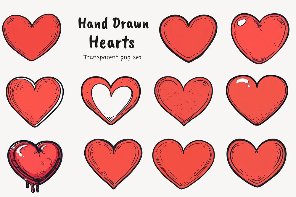 Editable hand drawn red heart | Premium Editable Design - rawpixel