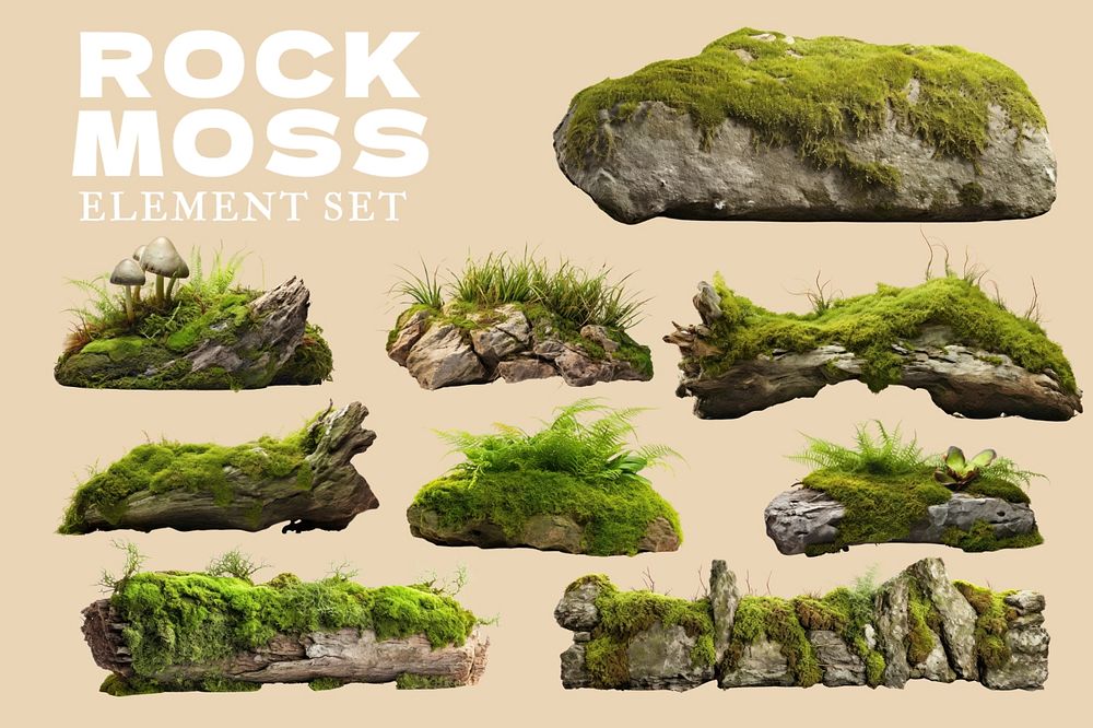 Editable rock moss design element | Premium Editable Design - rawpixel