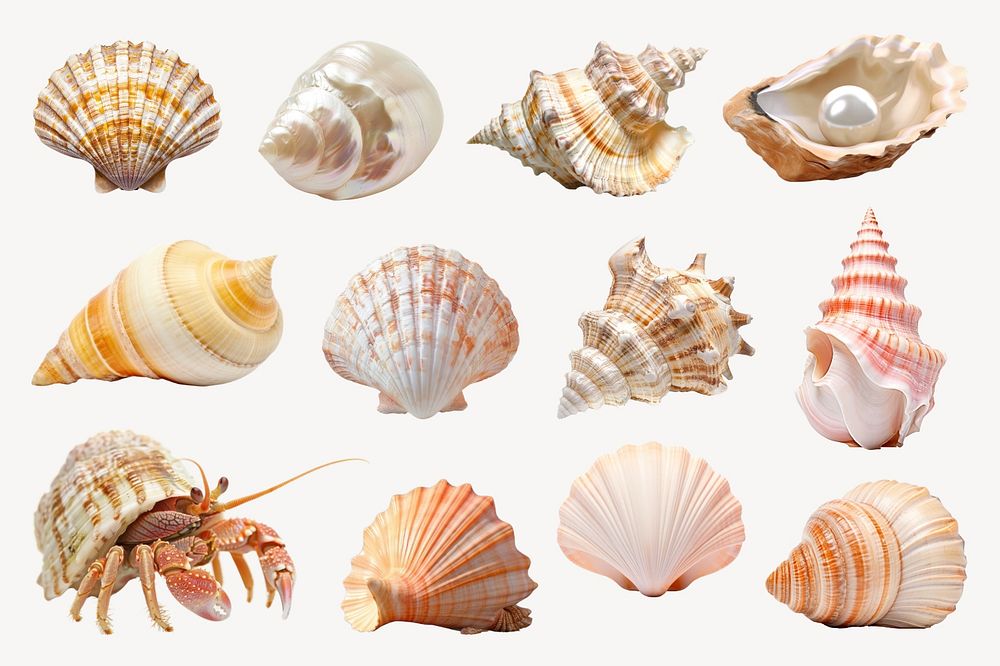 Editable seashell design element set | Premium Editable Design - rawpixel