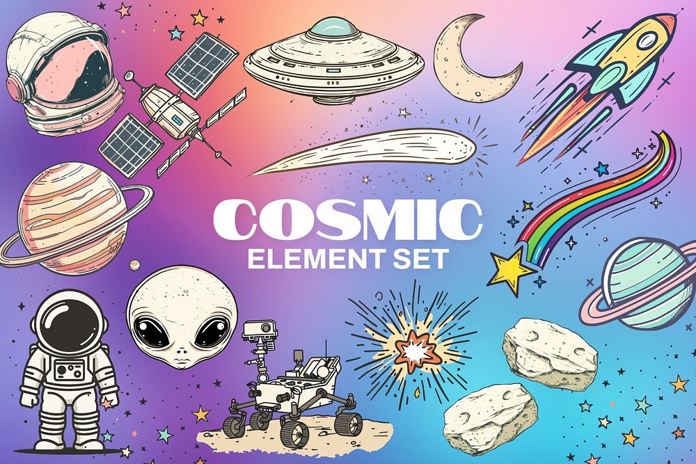 Editable cosmic doodle design element | Premium Editable Design - rawpixel