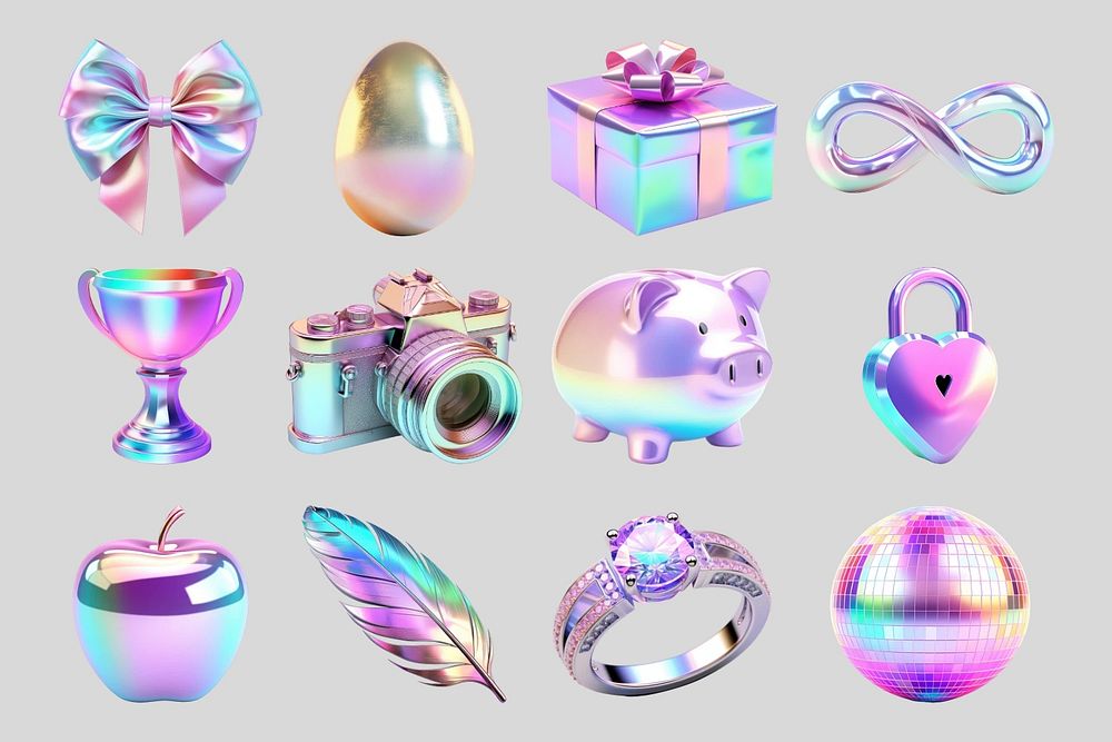 Editable 3D iridescent icon design | Premium Editable Design - rawpixel