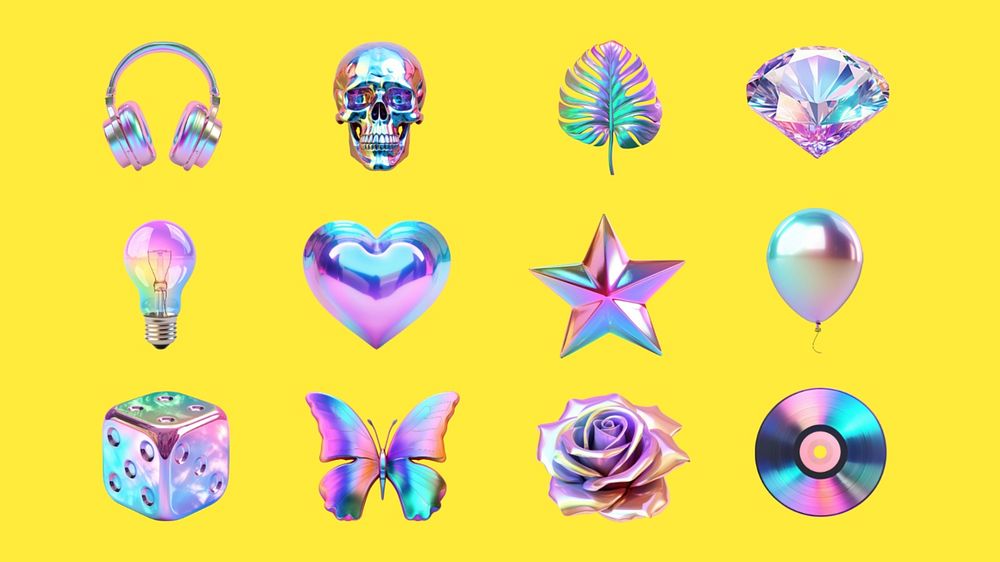 Editable 3D iridescent icon design | Premium Editable Design - rawpixel