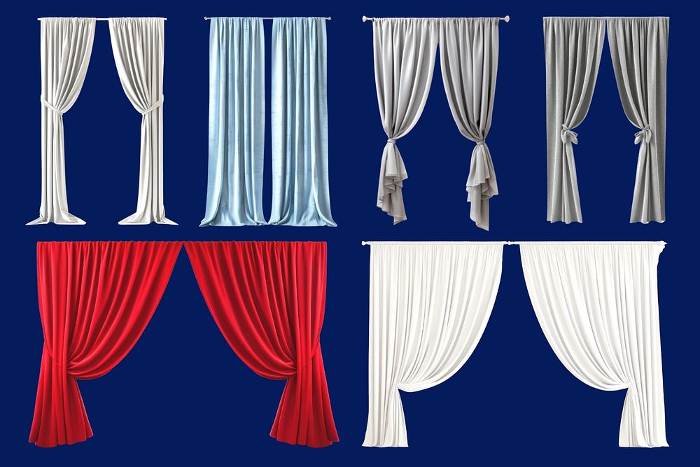 Editable curtain design element set | Premium Editable Design - rawpixel