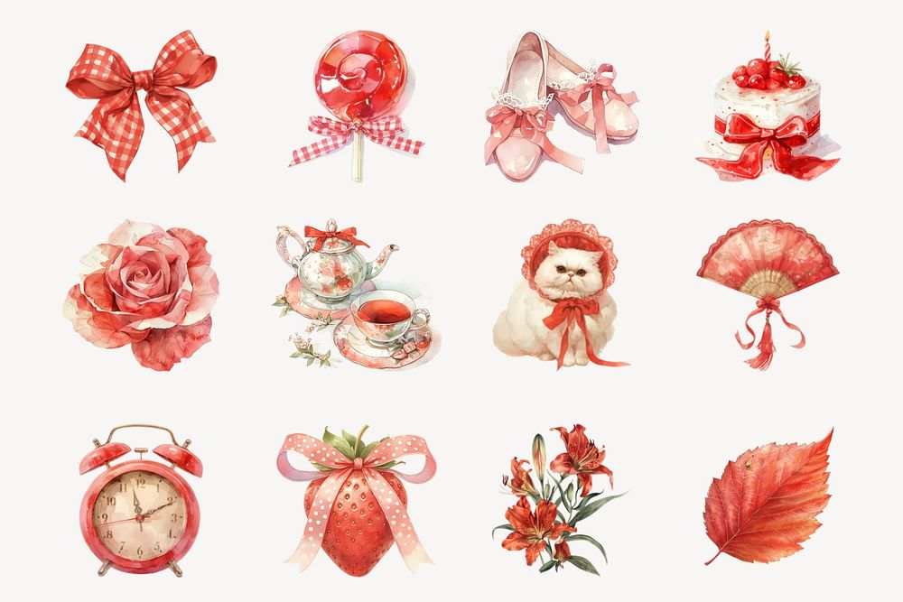 Editable watercolor red coquette design | Premium Editable Design ...