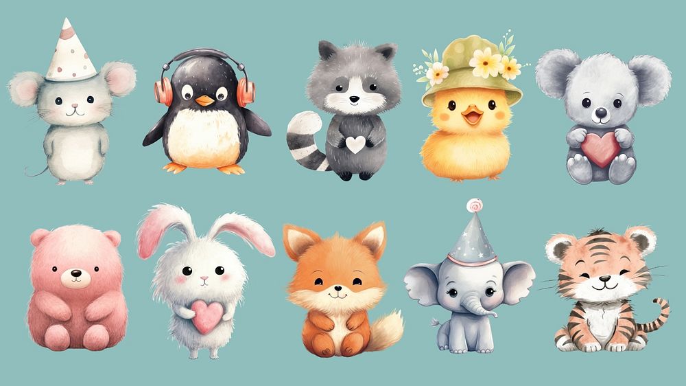 Editable Cute animal character illustrations | Premium Editable Design ...
