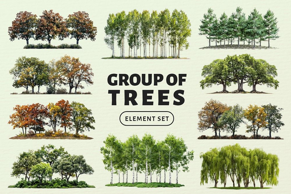 Editable group trees design element | Premium Editable Design - rawpixel