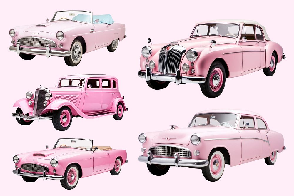 Editable pink vintage car design | Premium Editable Design - rawpixel