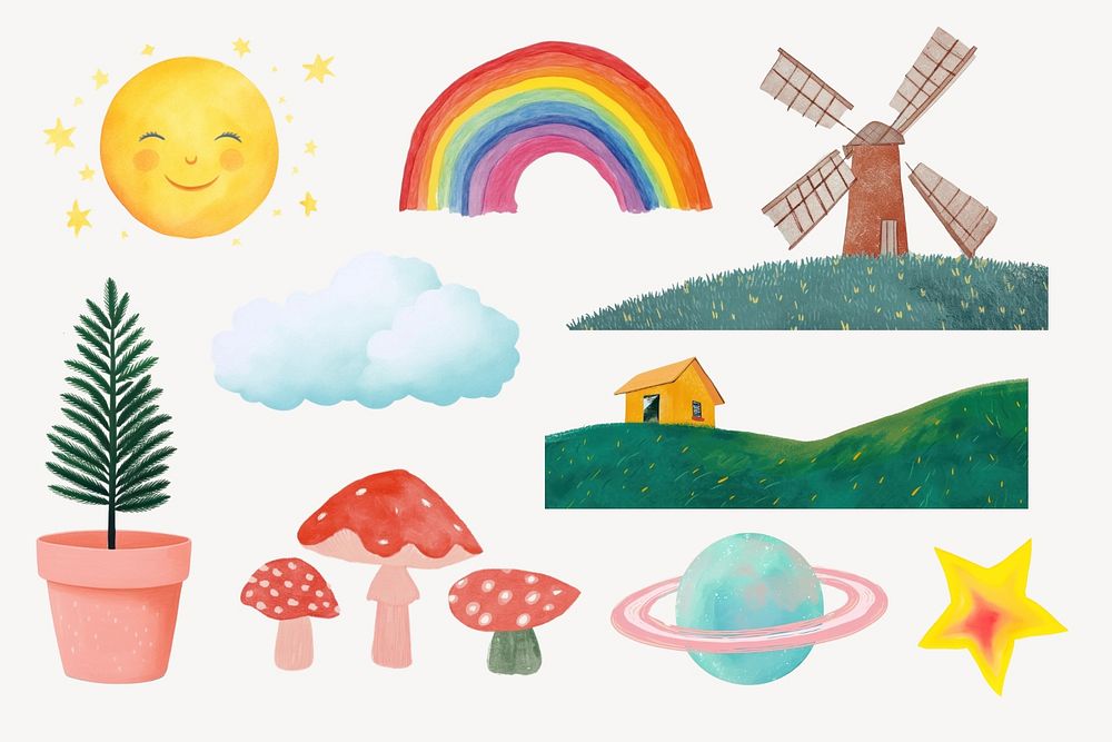 Editable cute nature sticker illustration | Premium Editable Design ...