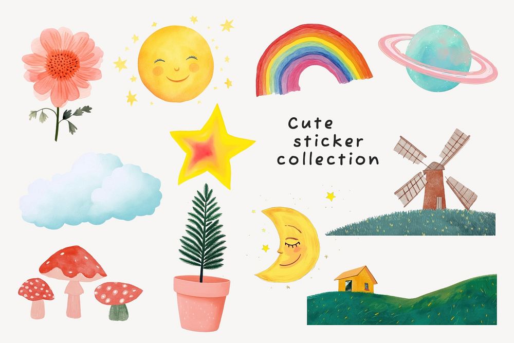 Editable cute nature sticker illustration | Premium Editable Design ...