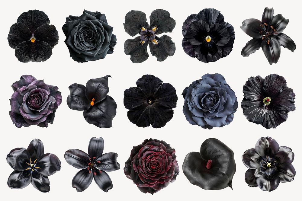 Editable blooming black flower design | Premium Editable Design - rawpixel