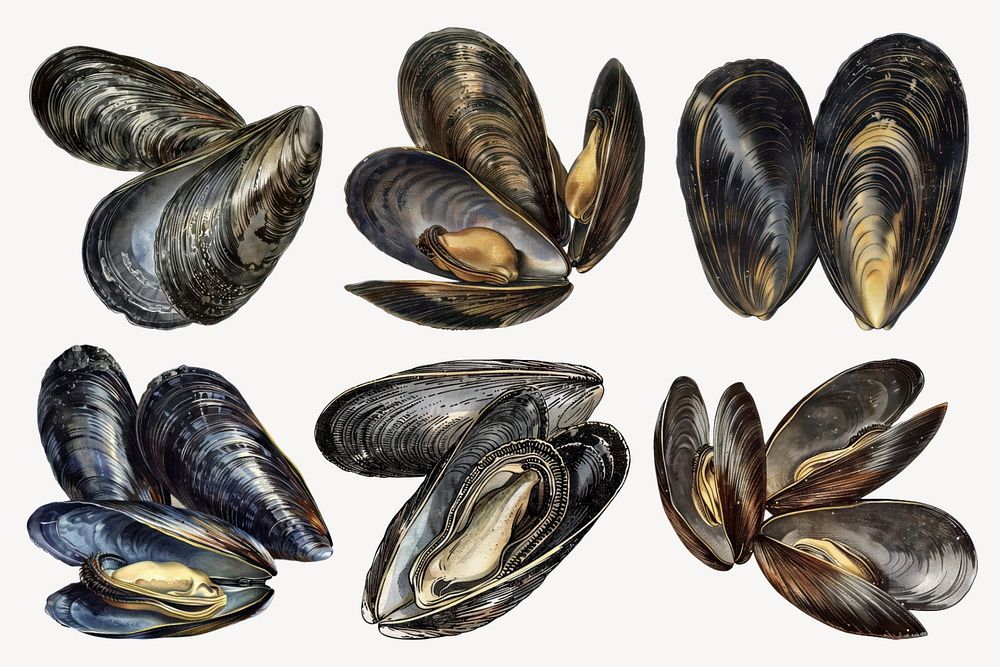 Editable vintage mussel illustration design | Premium Editable Design ...