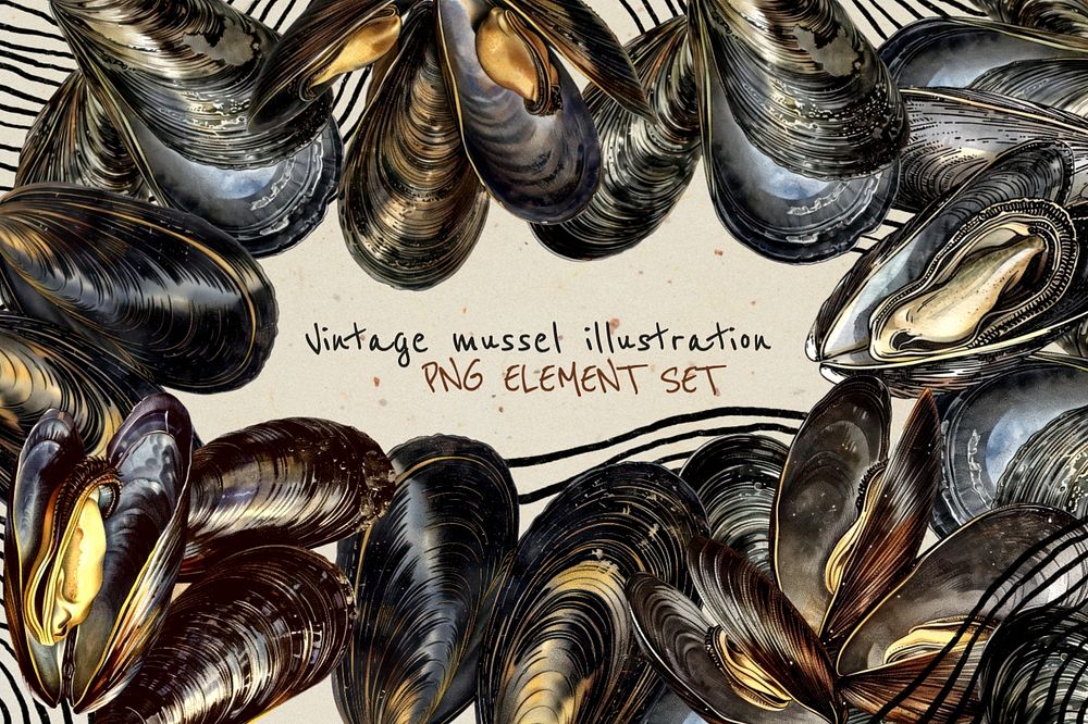 Editable vintage mussel illustration design | Premium Editable Design ...