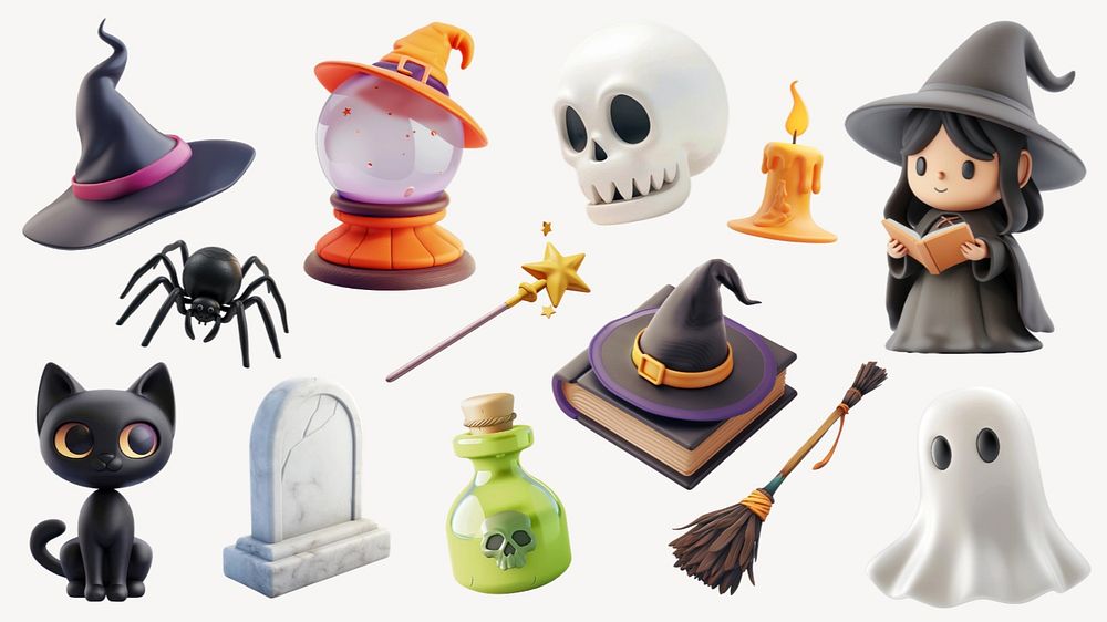 Editable 3D witchcraft Halloween design | Premium Editable Design ...