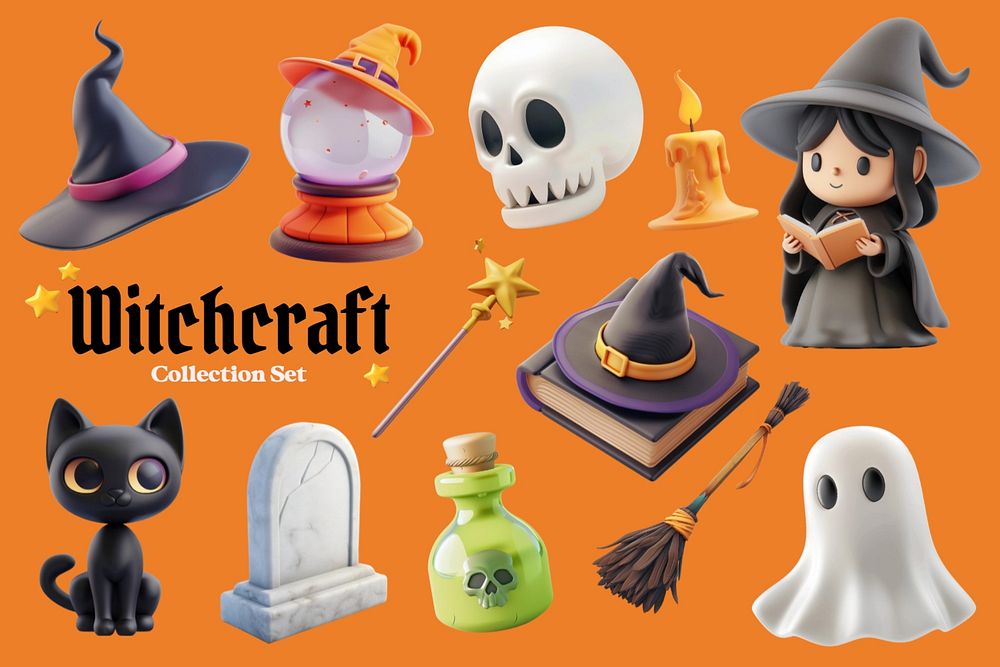 Editable 3D witchcraft Halloween design | Premium Editable Design ...