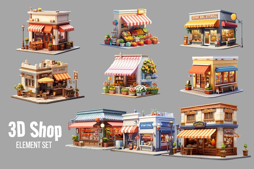 Editable 3D shop design element | Premium Editable Design - rawpixel