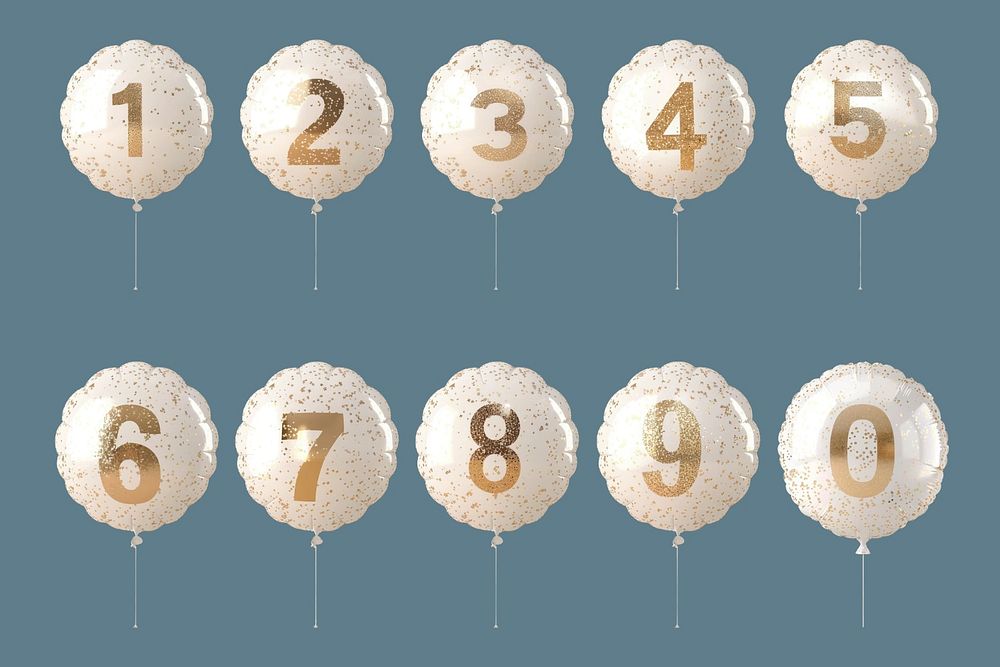 Editable pearl white number balloon | Premium Editable Design - rawpixel