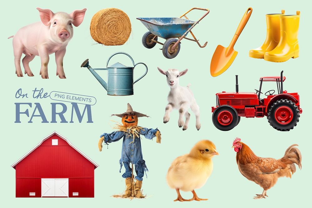 Editable farm design element set | Free Editable Design - rawpixel