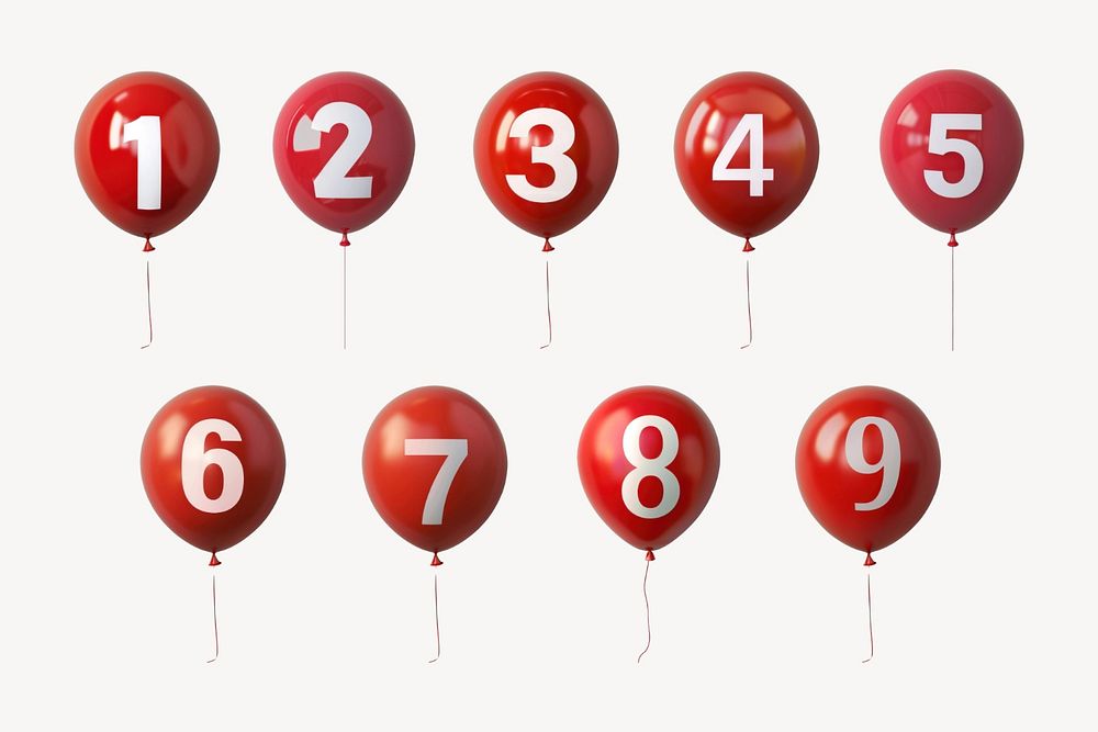 Editable red number balloon design | Premium Editable Design - rawpixel