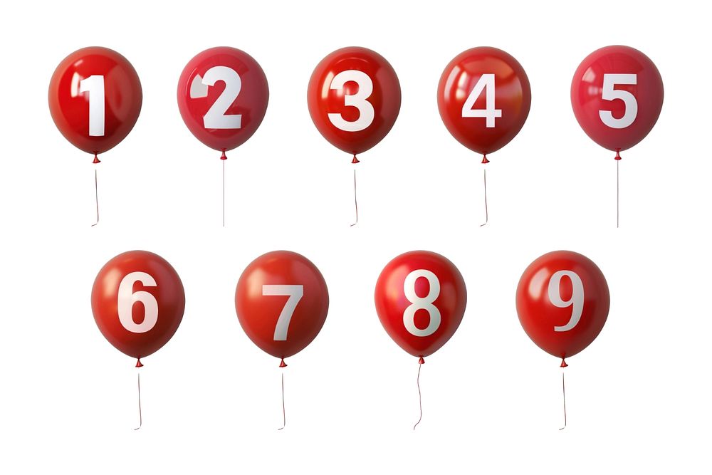 Editable red number balloon design | Premium Editable Design - rawpixel