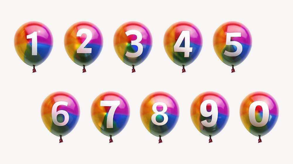 Editable rainbow number balloon design | Premium Editable Design - rawpixel