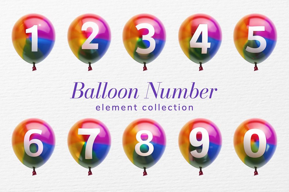 Editable rainbow number balloon design | Premium Editable Design - rawpixel