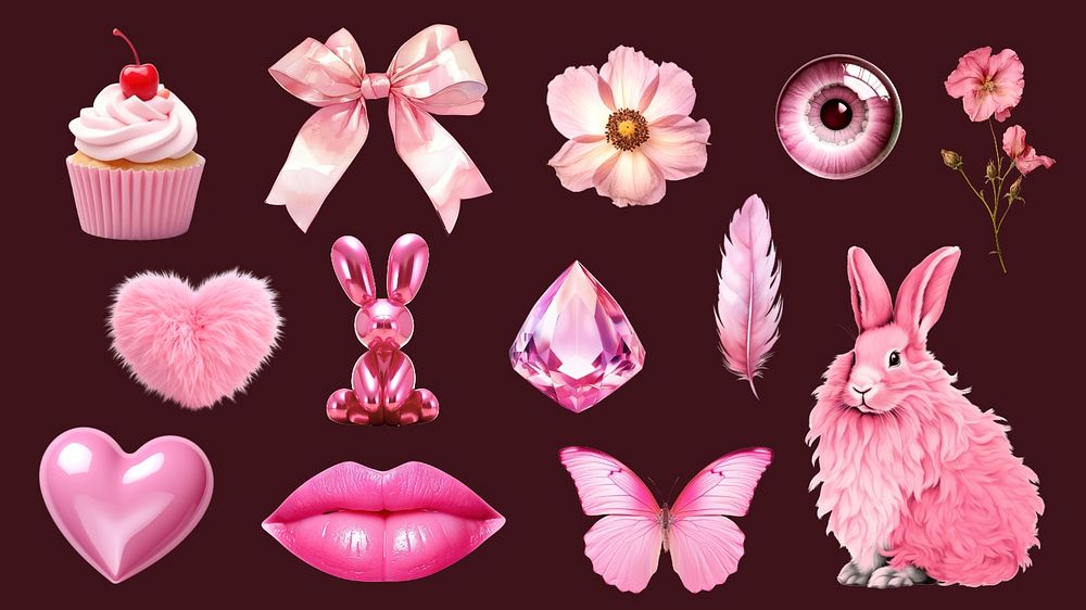 Editable pink aesthetic object design | Premium Editable Design - rawpixel