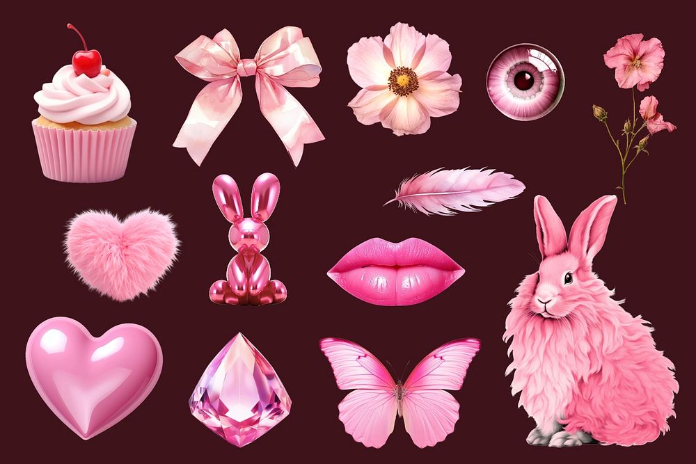 Editable pink aesthetic object design | Premium Editable Design - rawpixel