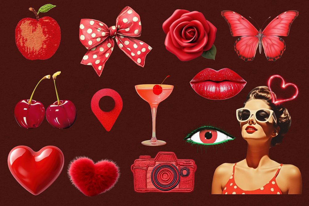 Editable red aesthetic object design | Premium Editable Design - rawpixel
