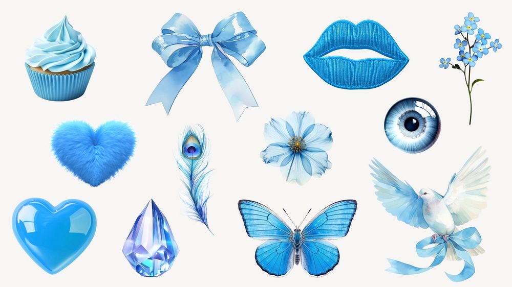 Editable blue aesthetic object design | Premium Editable Design - rawpixel