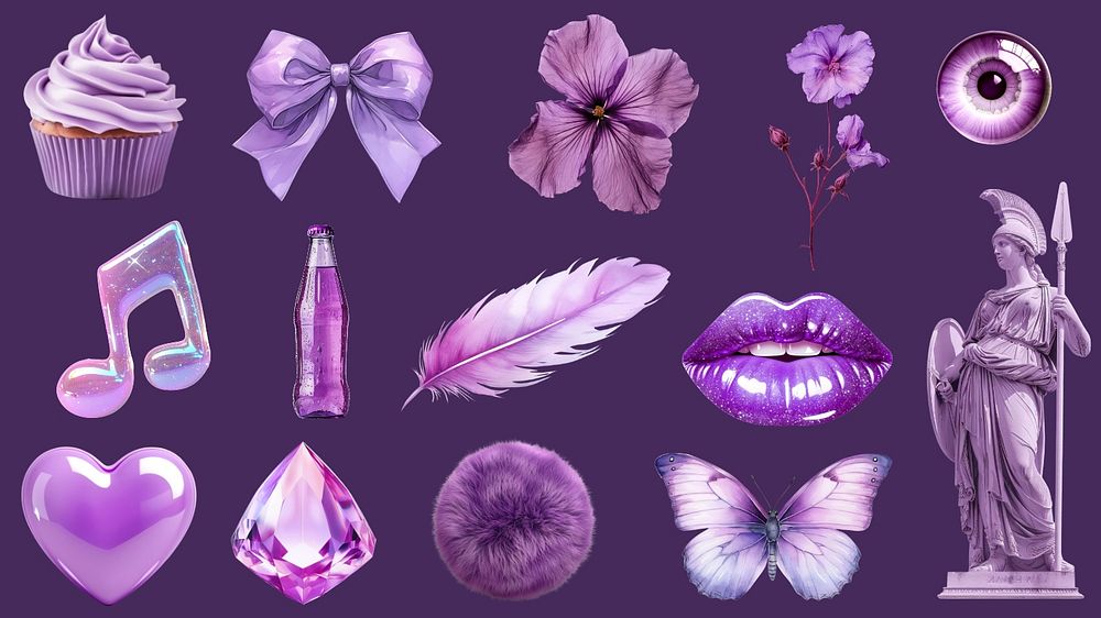 Editable purple aesthetic object design | Premium Editable Design ...