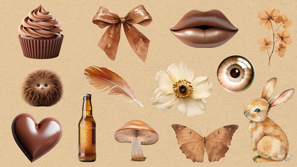 Editable brown aesthetic object design | Premium Editable Design - rawpixel