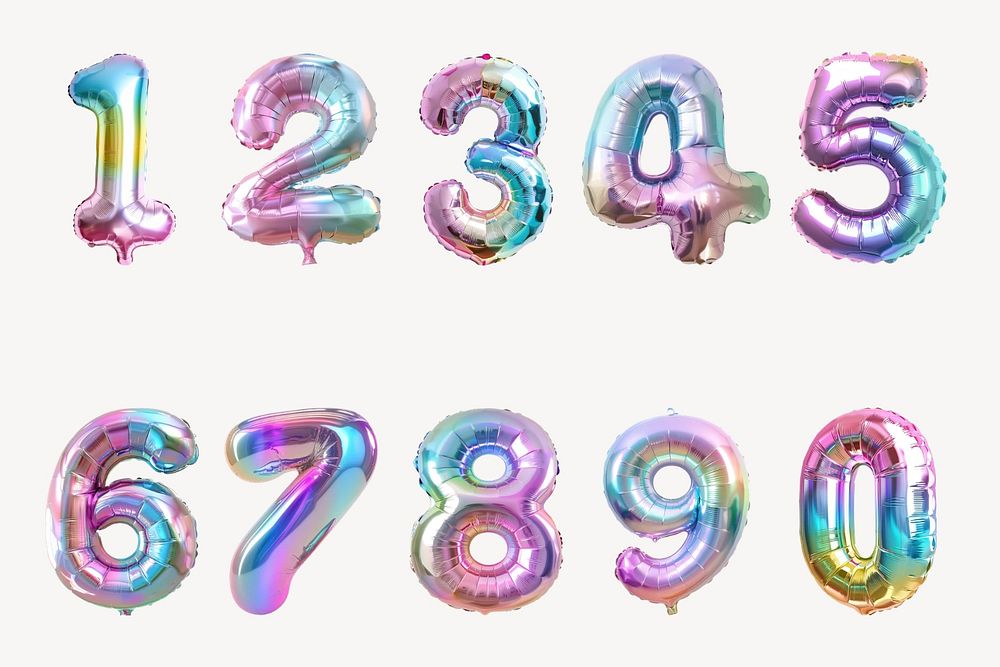Editable iridescent number balloon design | Premium Editable Design ...