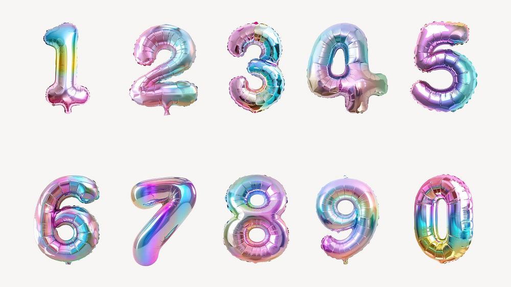 Editable iridescent number balloon design | Premium Editable Design ...