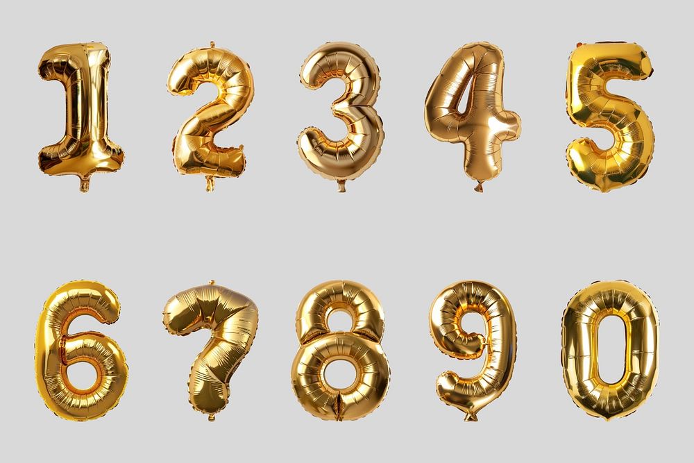 Editable golden number balloon design | Premium Editable Design - rawpixel
