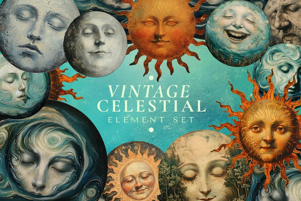 Editable vintage celestial design element | Premium Editable Design ...