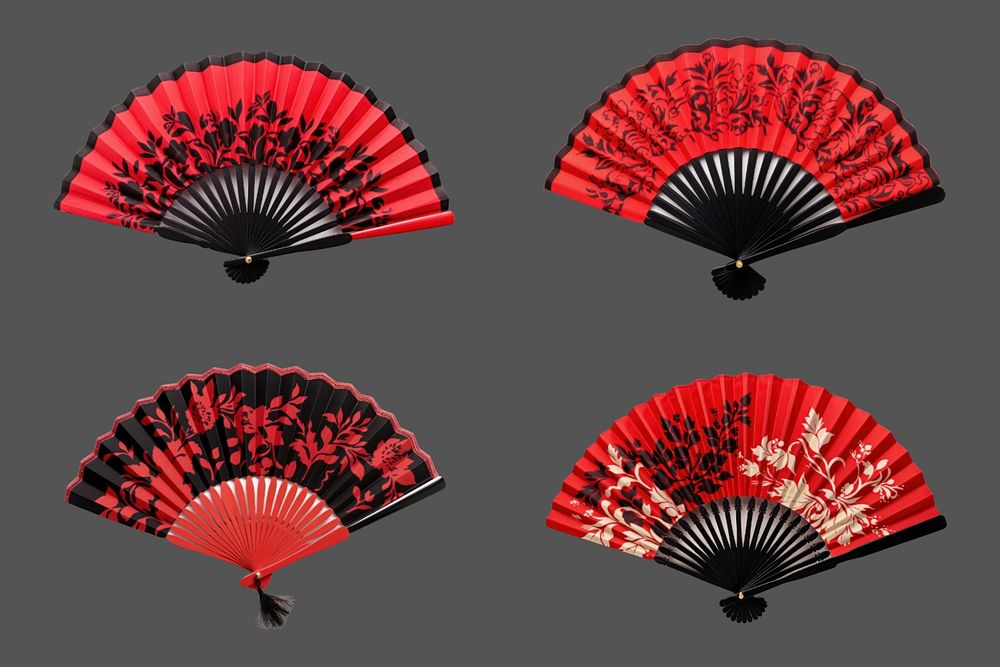 Editable red hand fan design | Premium Editable Design - rawpixel
