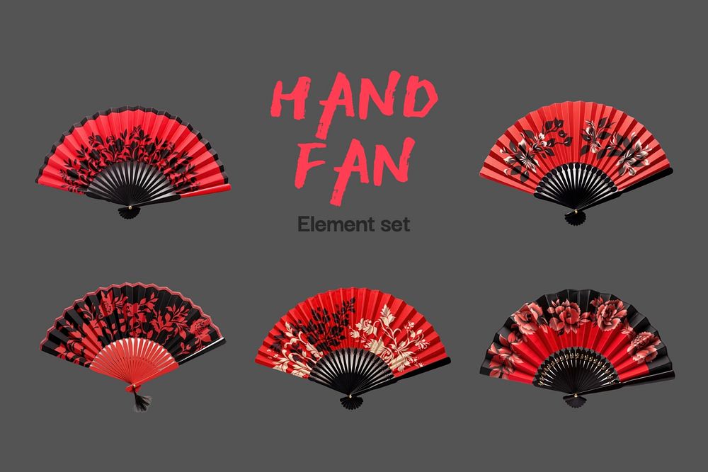 Editable red hand fan design | Premium Editable Design - rawpixel