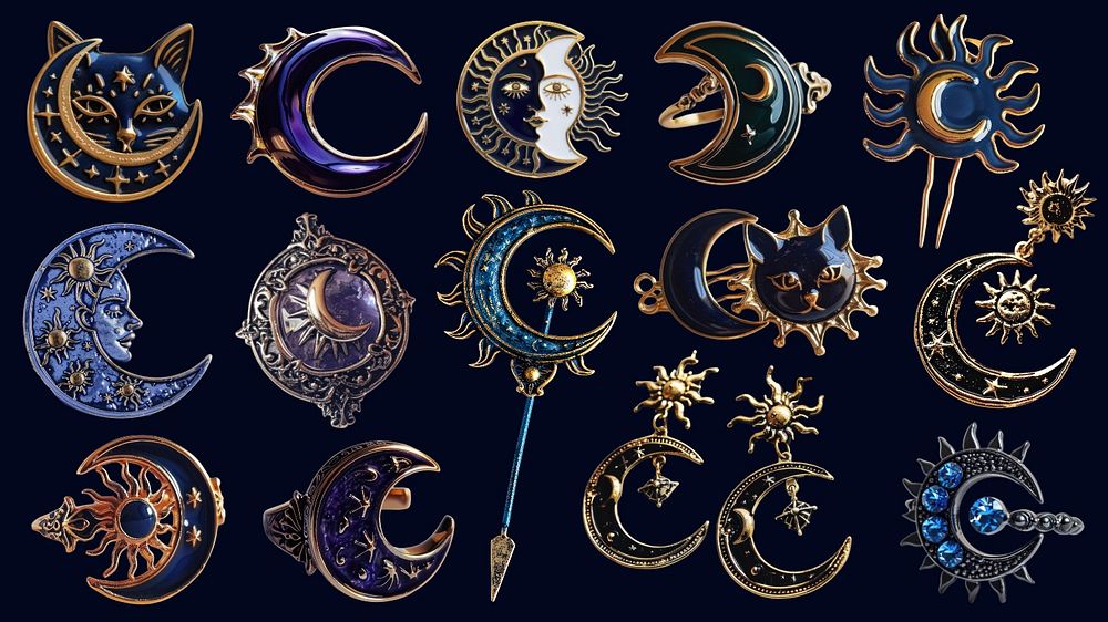 Editable whimsigoth crescent moon design | Premium Editable Design ...