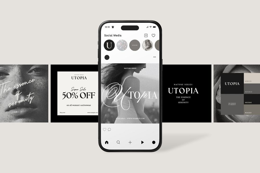 Editable phone screen social media | Free Mockup Generator - rawpixel