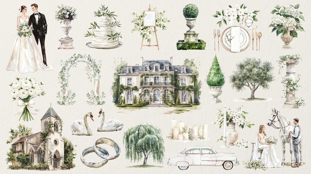 Editable wedding design element set | Premium Editable Design - rawpixel