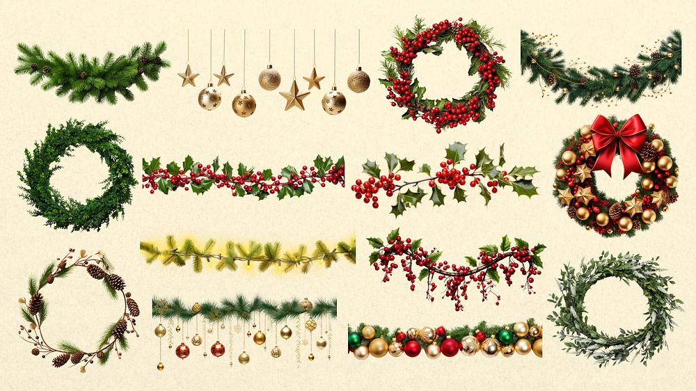 Editable Christmas garland design element | Premium Editable Design ...