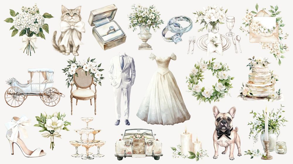 Editable wedding design element set | Premium Editable Design - rawpixel