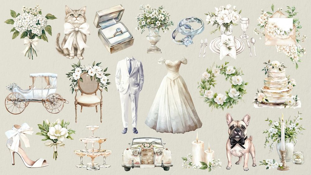 Editable wedding design element set | Premium Editable Design - rawpixel
