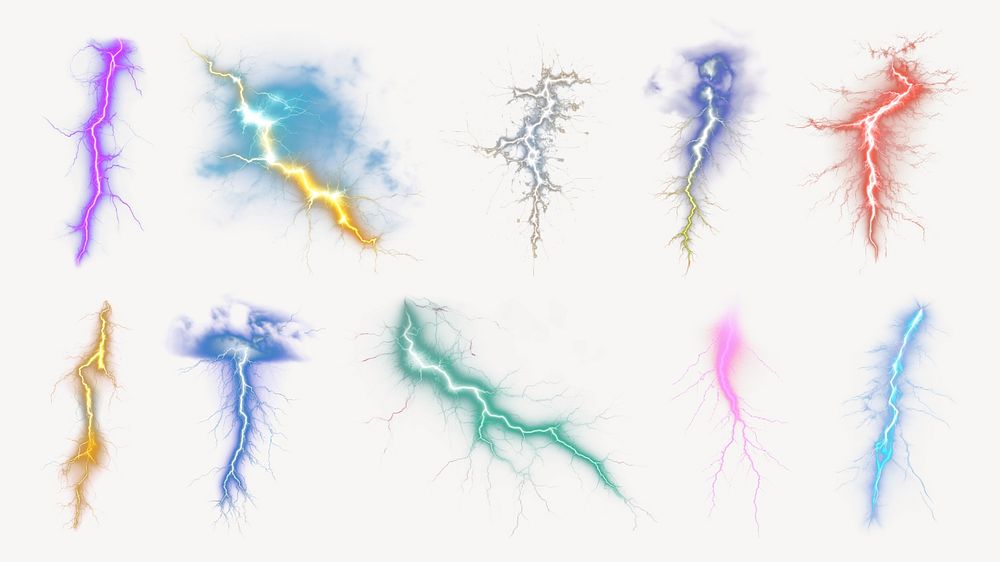 Editable lightning design element set | Premium Editable Design - rawpixel