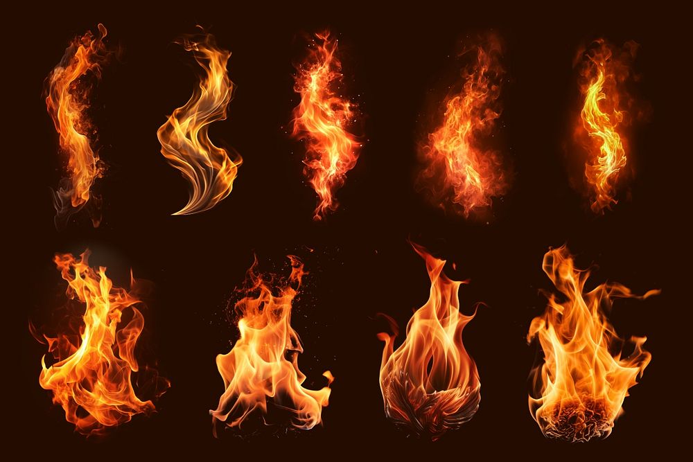 Editable flame design element set | Premium Editable Design - rawpixel