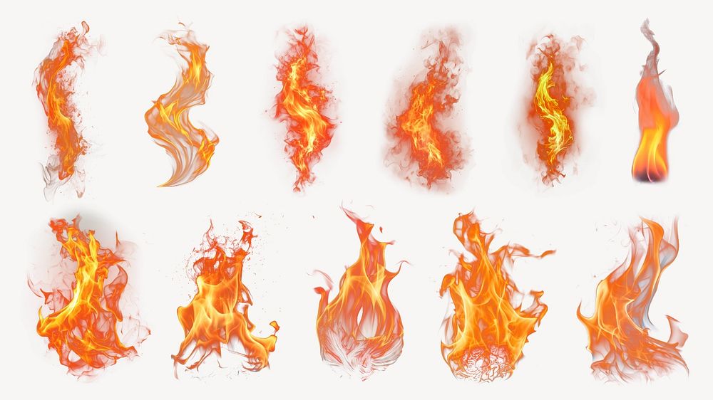 Editable flame design element set | Premium Editable Design - rawpixel