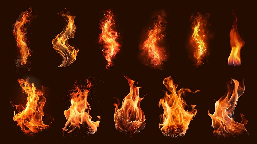 Editable flame design element set | Premium Editable Design - rawpixel