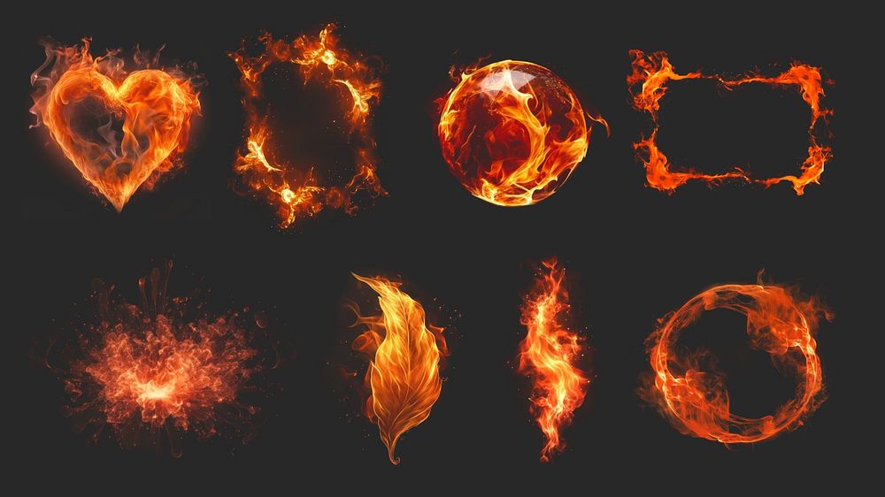 Editable flame design element set | Premium Editable Design - rawpixel