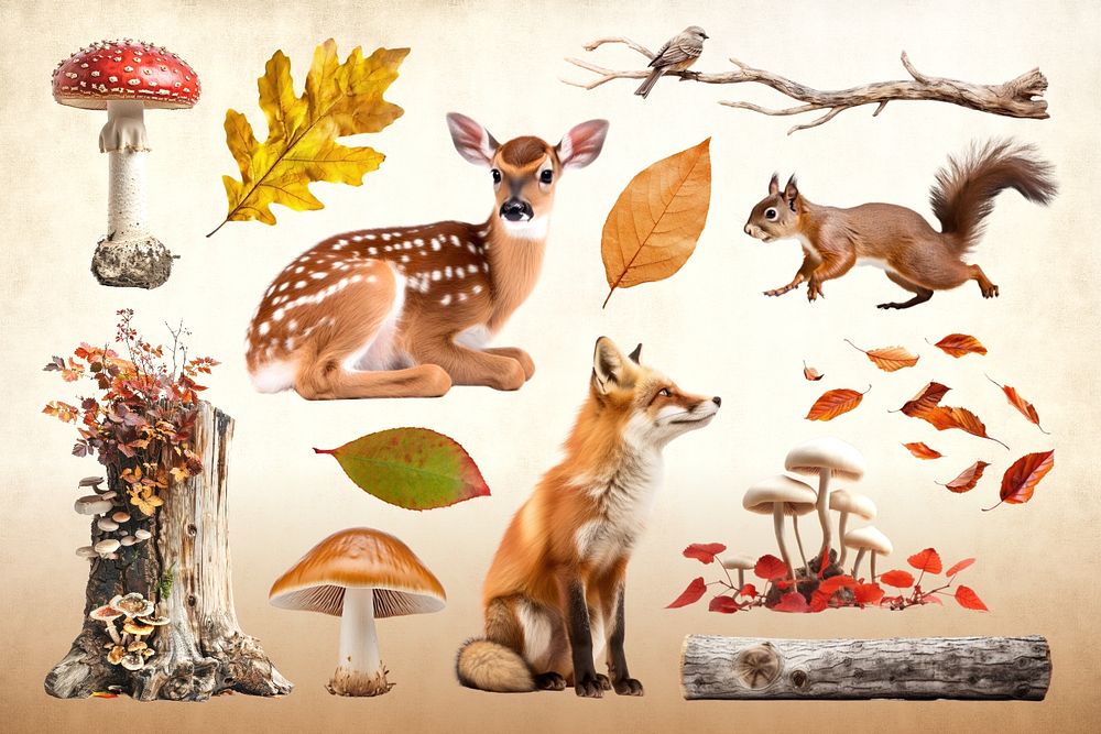 Editable woodland design element set | Premium Editable Design - rawpixel